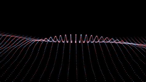추상 파란색과 빨간색 파티클 배경입니다 점 풍경이 있는 흐름 파 디지털 데이터 구조 미래의 메시 또는 사운드 그리드 패턴 점 시각화 기술 벡터 그림 배경 주제에 대한 스톡