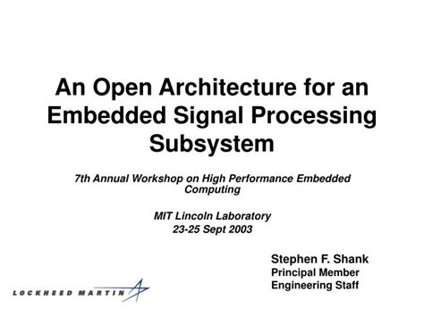 Ppt An Open Architecture For An Embedded Signal Processing Subsystem