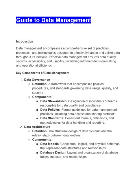 Guide To Data Management Pdf