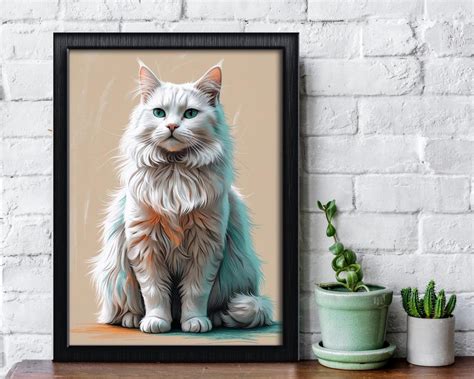 Illustration Cat Poster Cat Printable Wall Art Digital Download Print Ai Colorful Home Decor