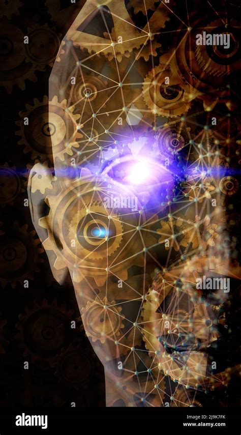 Cyborg And Net Big Data And Machine Learning Modern Design 3d Illustration Technology And