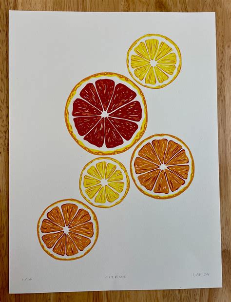 Citrus Reduction Linocut Print Leigh Ann Friedel Art