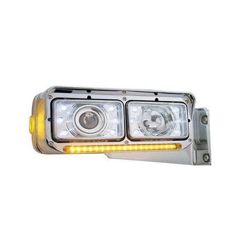 Rectangular Dual Headlight Bezel With Visor And Amber Led Raneys Truck