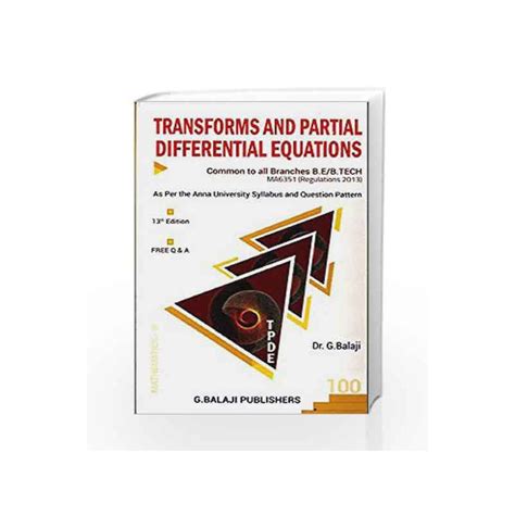 Transforms And Partial Differential Equations By Dr G Balaji Buy Online Transforms And Partial