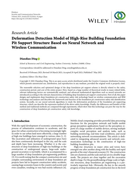 Pdf Deformation Detection Model Of High Rise Building Foundation Pit