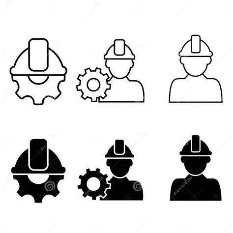 Engineer Icon Vector Set Builder Illustration Sign Collection