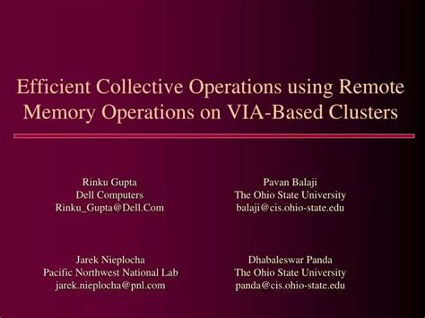 Ppt Efficient Collective Operations Using Remote Memory Operations On Via Based Clusters