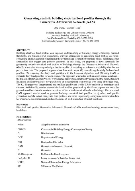 Generating Realistic Building Electrical Load Profiles Through The