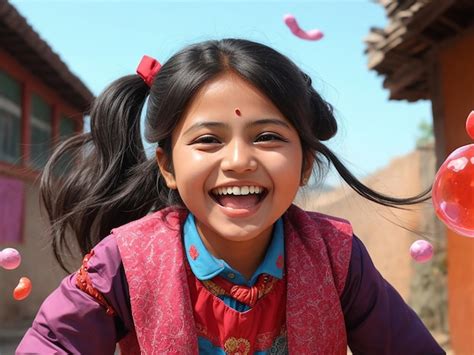 Premium Photo Bubbly Nepali Girl With A Bouncy Expression