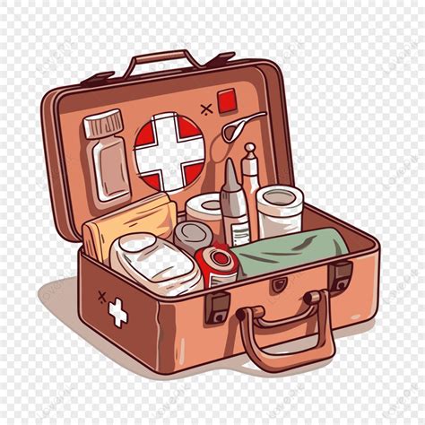 응급 처치 키트 클립 아트 응급 처치 항목 만화와 열린 가방 벡터구급 상자 Png 일러스트 무료 다운로드 Lovepik