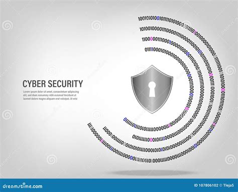shield on digital binary code circle background stock vector