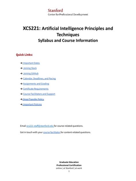 Stanford Xcs221 Syllabus Pdf Learning Cognition