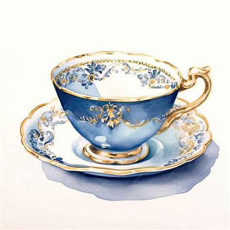 Premium Photo Watercolor Vintage Victorian Tea Cup