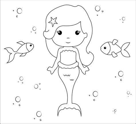 Mermaid Black And White Coloring Pages