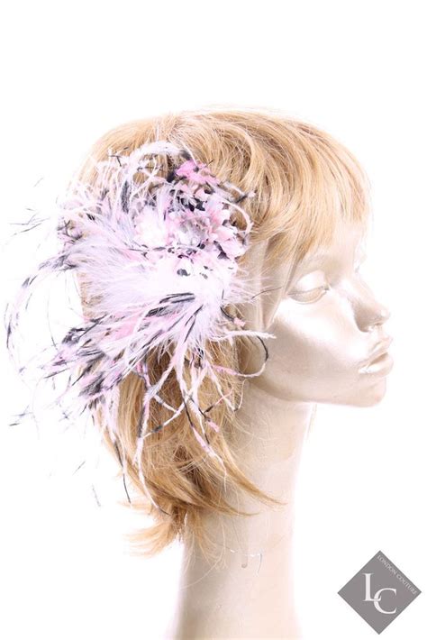 Black Pink White Feather Hair Clip One Of A Kind 1500 Via Etsy
