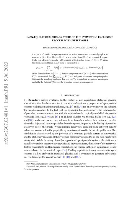 Pdf Non Equilibrium Steady State Of The Symmetric Exclusion Process With Reservoirs