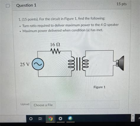 Solved Question 1 15 Pts 1 15 Points For The Circuit In