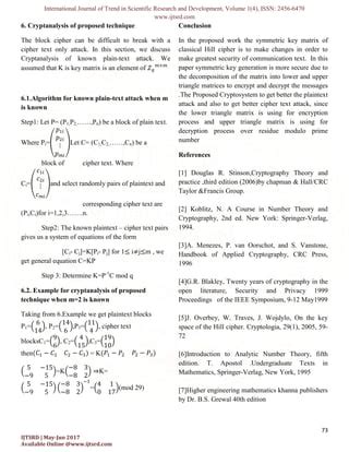 Symmetric Key Generation Algorithm In Linear Block Cipher Over LU Decomposition Method PDF