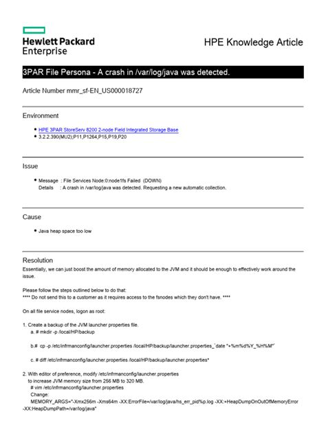 3par File Persona A Crash In Var Log Java Was Detected Pdf Java