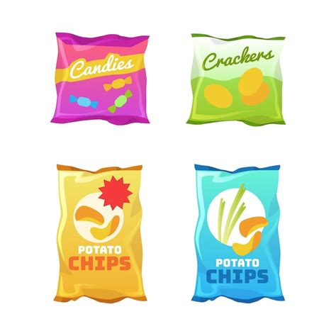 Premium Vector Products Vending Snack Plastic Package Fast Food Packs