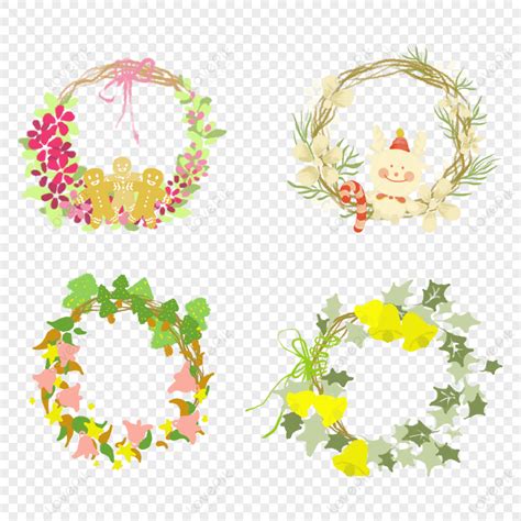 만화 크리스마스 화환입니다 귀여운 일러스트 핑크 일러스트 오렌지 일러스트 Png 일러스트 무료 다운로드 Lovepik