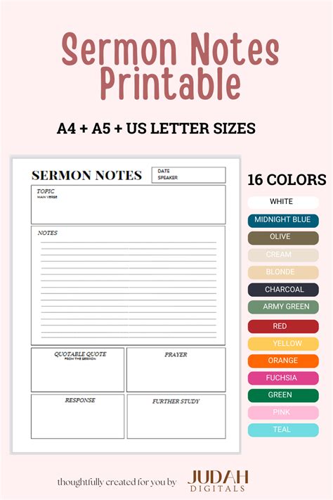 Sermon Notes Template Printable Sermon Notes Sermon Notes Journal