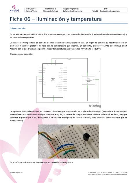 ficha arduino 06 iluminación y temperatura pdf arduino sensor
