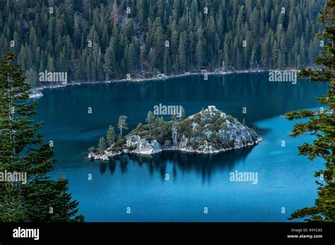 Breathtaking View Of Emerald Bay And Fannette Island At Sunset South Lake Tahoe California