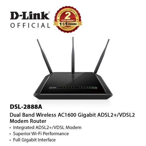 D Link Wireless Ac1600 Dual Band Gigabit Adsl2 Vdsl2 Modem Router Dsl 2888a Shopee Malaysia