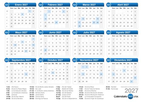 Calendario 2027
