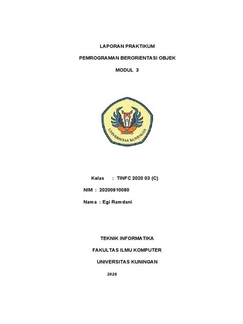 Laporan Praktikum Pbo Modul 3 Azhar Fadhlurrohman Pdf