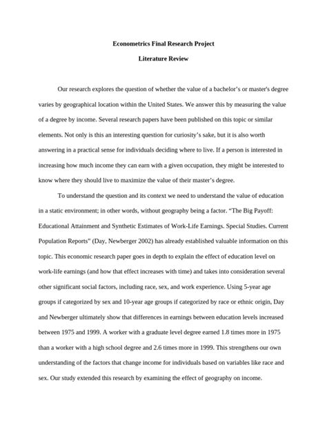 Econometrics Literature Review Sample Pdf Human Capital Geography