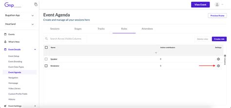 how do i configure the event agenda on the grip dashboard