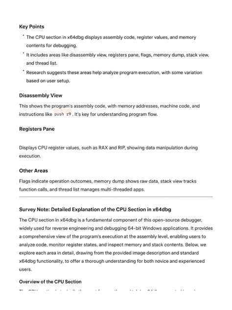 Cpu Section X64dbg Pdf