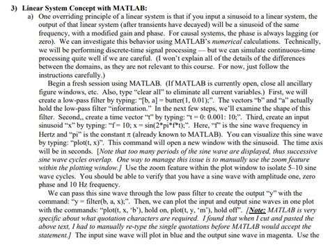 Solved Linear System Concept With Matlab A One Overriding
