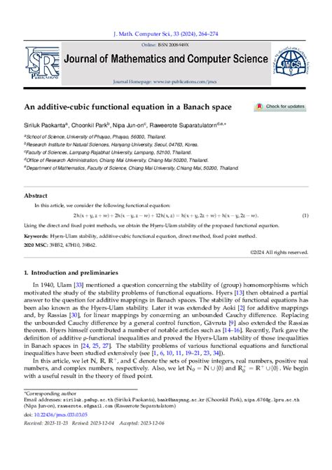 Pdf An Additive Cubic Functional Equation In A Banach Space