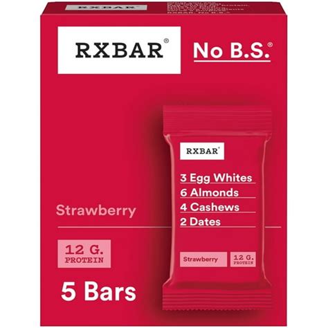 Rxbar Strawberry Protein Bars 5 Count With 12g Protein No Added Sugar