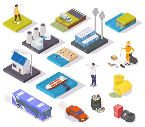 Premium Vector Environmental Pollution Types Vector Flat Isometric