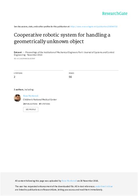 pdf a cooperative robotic system for handling a geometrically unknown