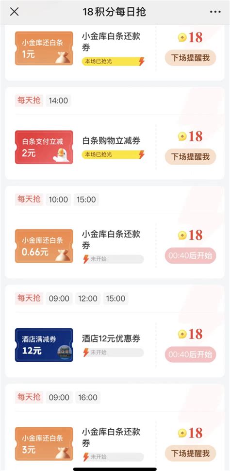 支付京东金融 18积分每日抢 兑123元白条支付立减券 什么值得买