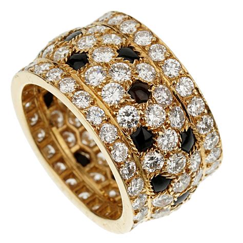 Cartier Panthere Nigeria Diamond Onyx 18k Yellow Gold Band Ring Sz 6 1