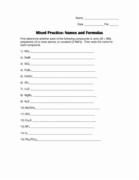 50 Naming Compounds Practice Worksheet Chessmuseum Template Library