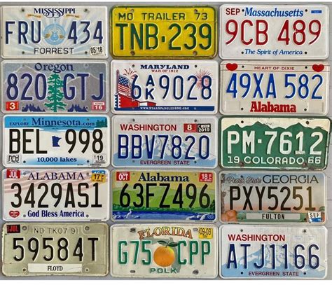 Choice Of License Plate Mississippi Oregon Minnesota Alabama Indiana Massachusetts