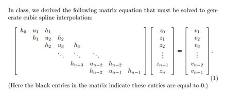 In Class We Derived The Following Matrix Equation