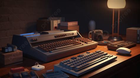 Retro Computer 3d Render For Gaming And Content Creation Background