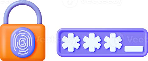 3d Password Field And Padlock With Fingerprint 35715233 Png