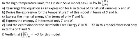 Solved In The High Temperature Limit The Einstein Solid