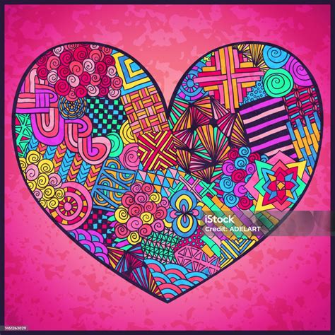 발렌타인 데이 마음 사랑의 상징 낙서 젠탱글 예술 낭만적 인 손으로 그린 효과 스케치 웹 디자인 또는 인쇄 된 제품에 대 한 벡터 그림입니다 0명에 대한 스톡 벡터 아트 및