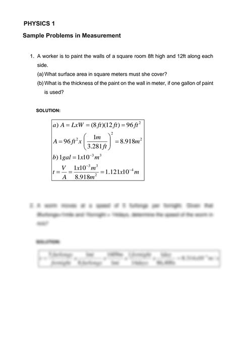 SOLUTION Physics Sample Problems In Measurement Studypool