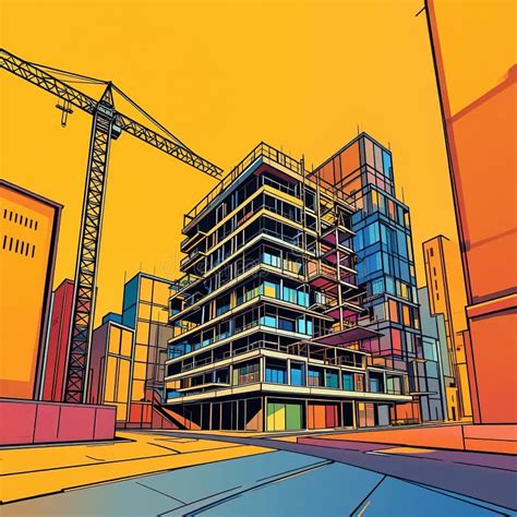 Modern Architectural Design Perspective A Stunning Urban Landscape Drawing Featuring Geometric